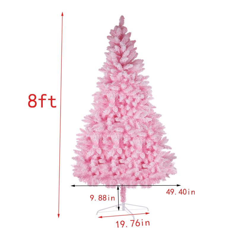Pink Artificial Christmas Tree Snow Flocked 7-9ft Full Tree With Metal ...