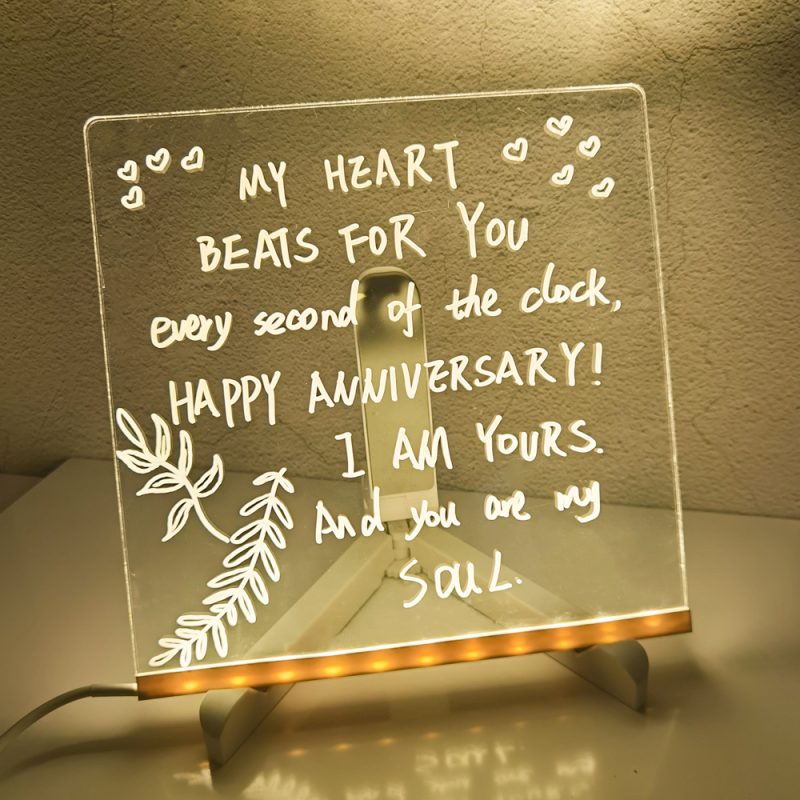 DIY Note Board LED Night Light Creative Message Board Lamp With 7Pens ...