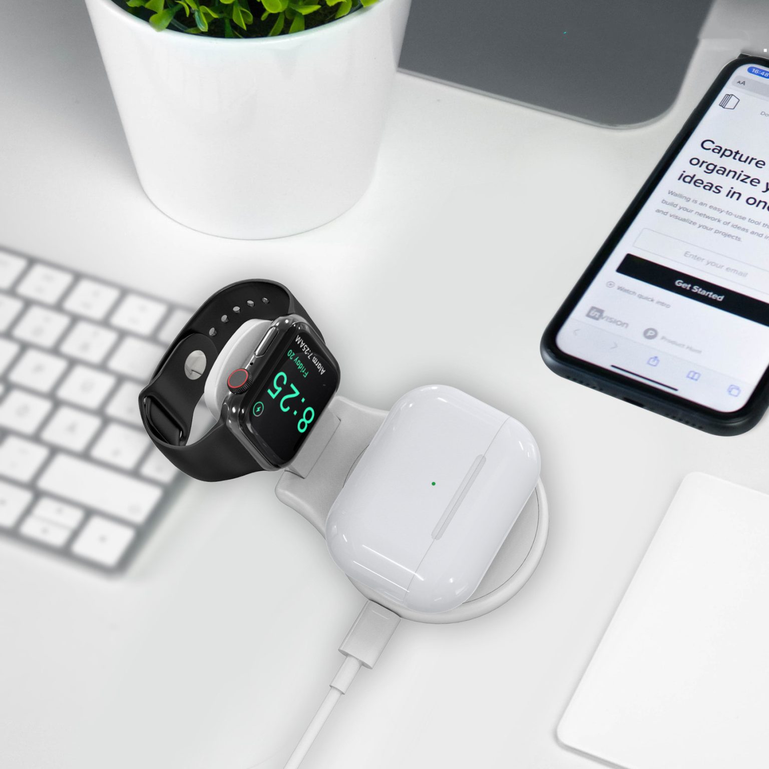 Folding Wireless Charger iPhone Magnetic Chargrt 3in1 Mini portable ...