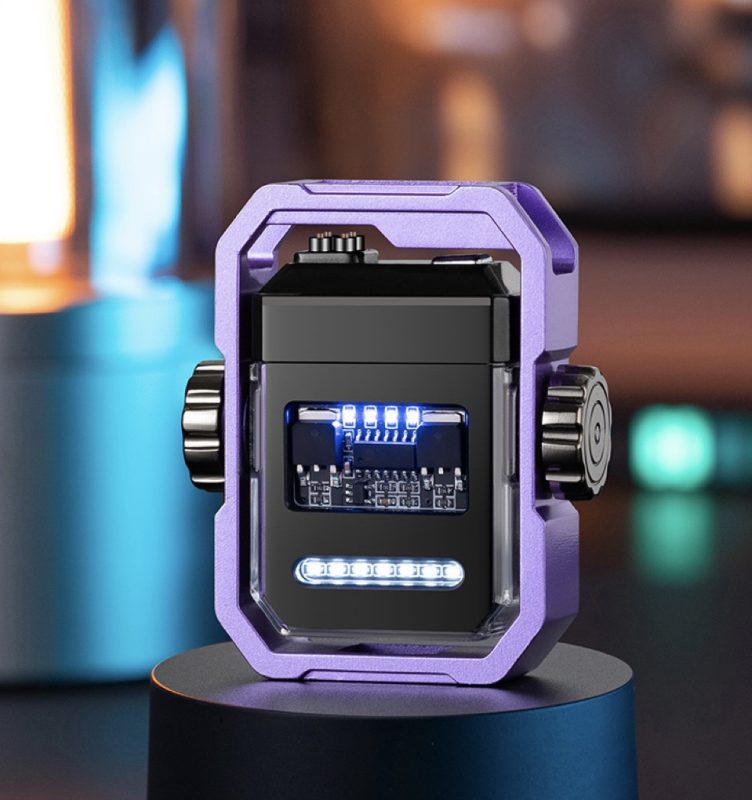 Windproof Double Arc Lighter - Type-C Rechargeable, Rotary Gyroscope ...