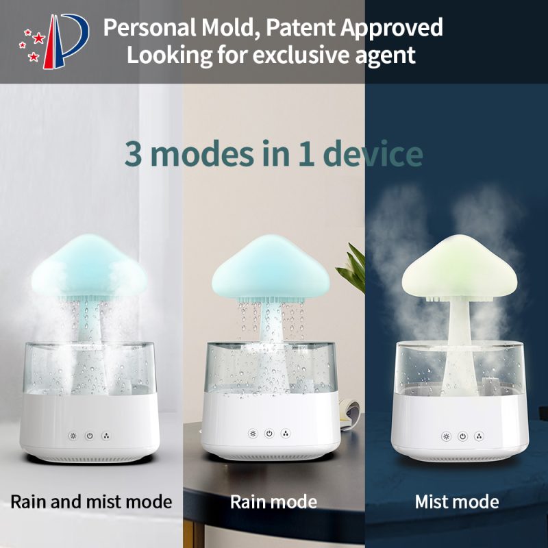 2-in-1 Desk Light Humidifier Rain Cloud Aromatherapy Essential Oil Zen ...