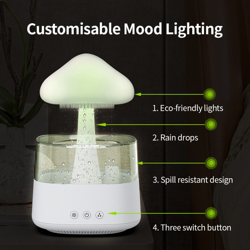 2-in-1 Desk Light Humidifier Rain Cloud Aromatherapy Essential Oil Zen ...