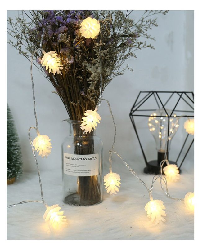 LED Simulation Christmas Light Transparent Pine Nut String lights ...