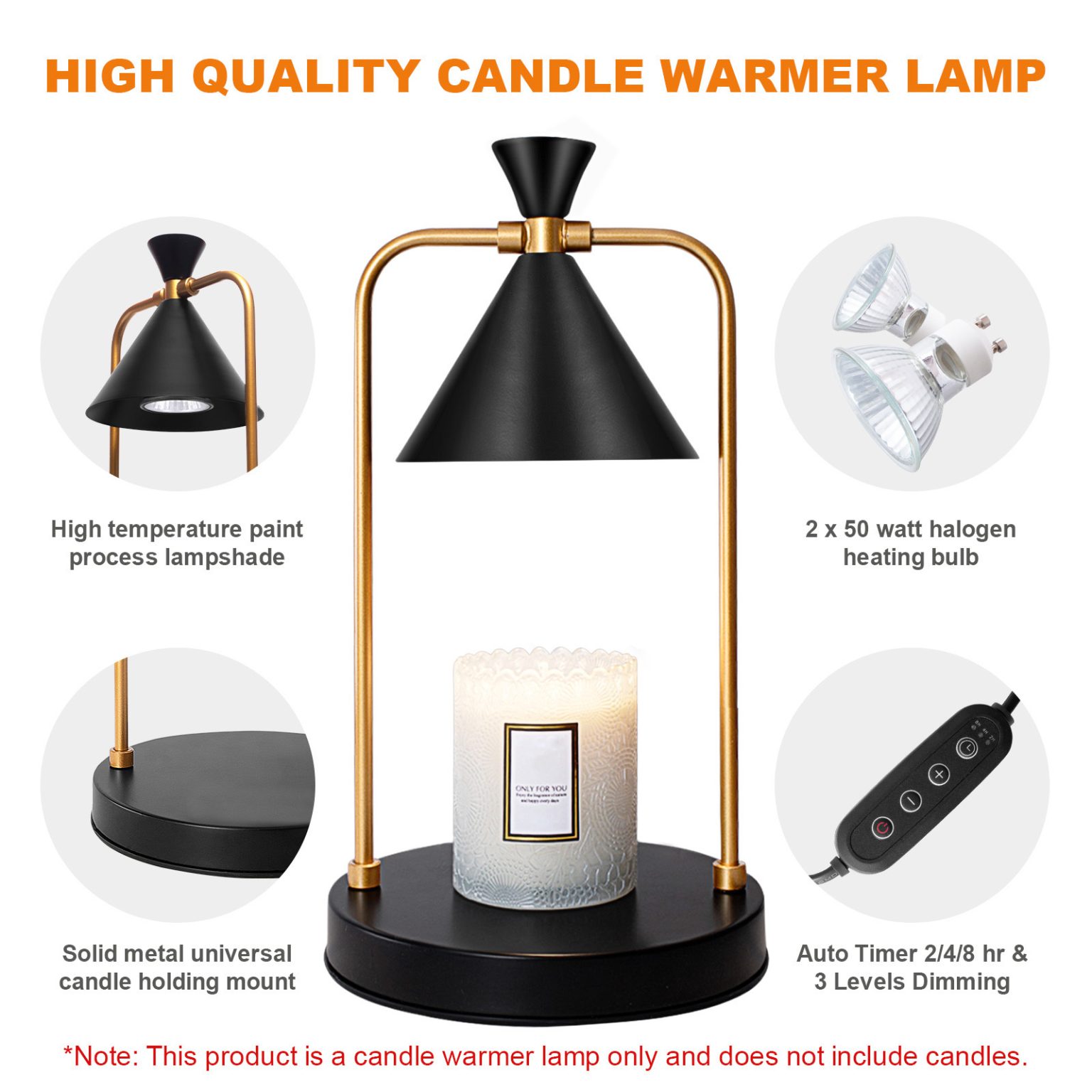 Electric Candle Warmer Lamp With Timer Dimmable With Scented Candles ...