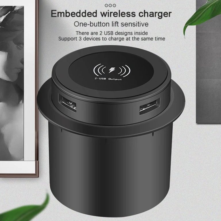 Fast Qi Wireless Charger Embedded in Desk/Table Dual USB Charging Port ...