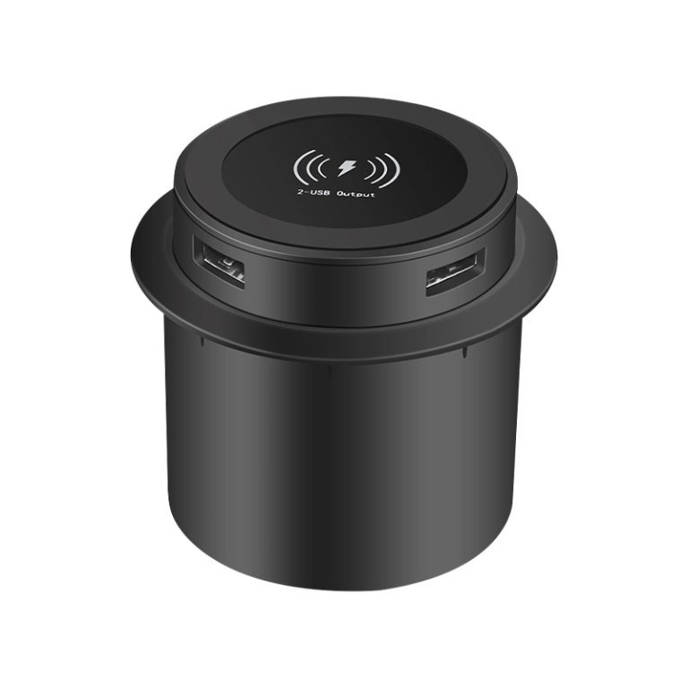 Fast Qi Wireless Charger Embedded in Desk/Table Dual USB Charging Port ...